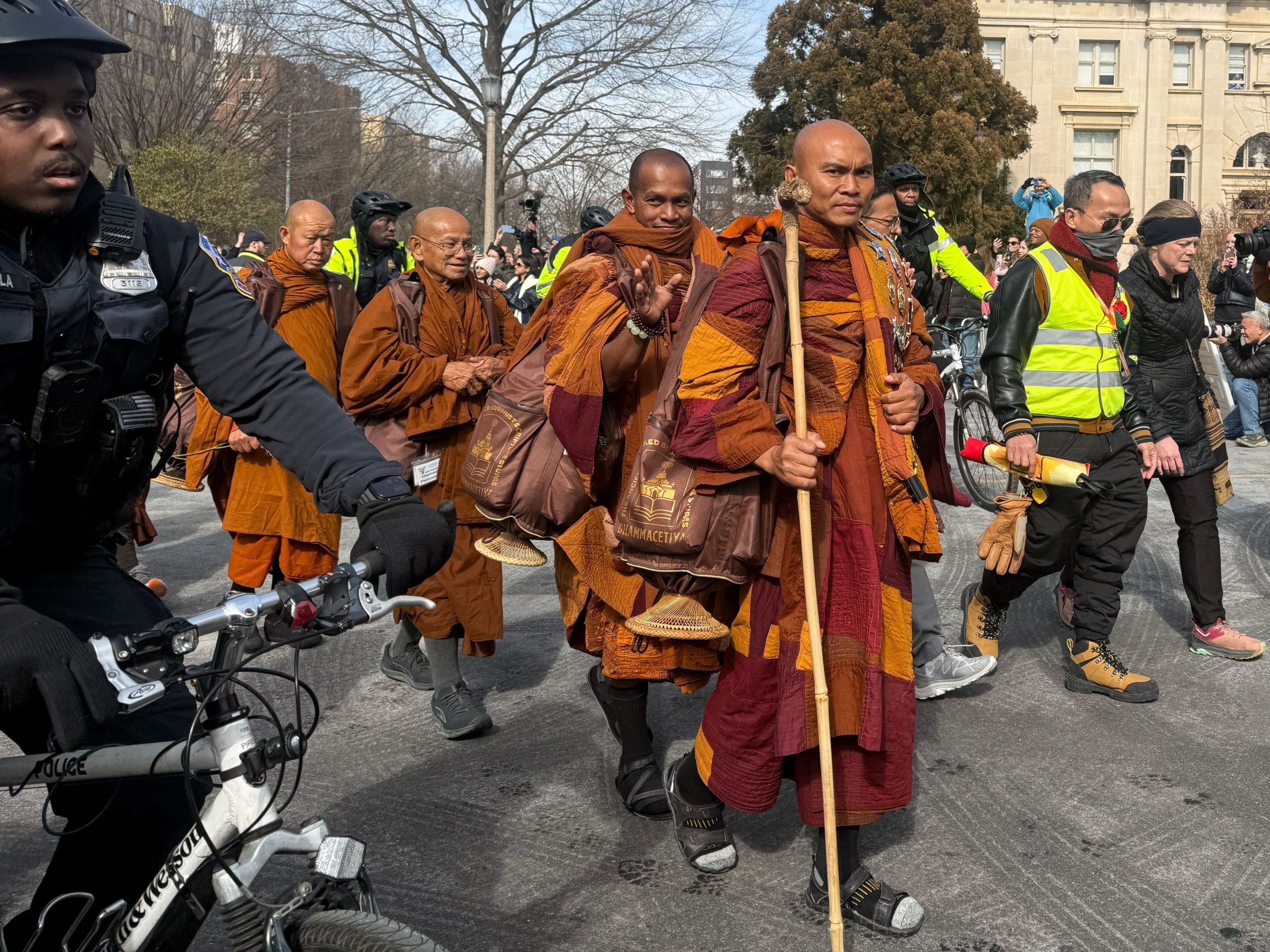 Thousands greet Buddhist monks in DC after 2,300-mile Walk for Peace